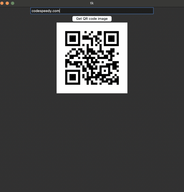 QR code generator from Text using Tkinter in Python - CodeSpeedy